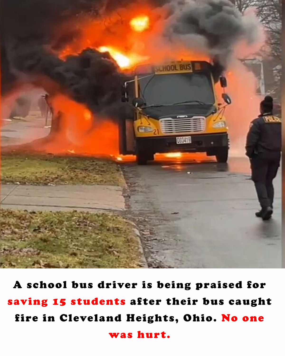 School Bus Catches Fire in Cleveland Heights, Prompting Quick Evacuation